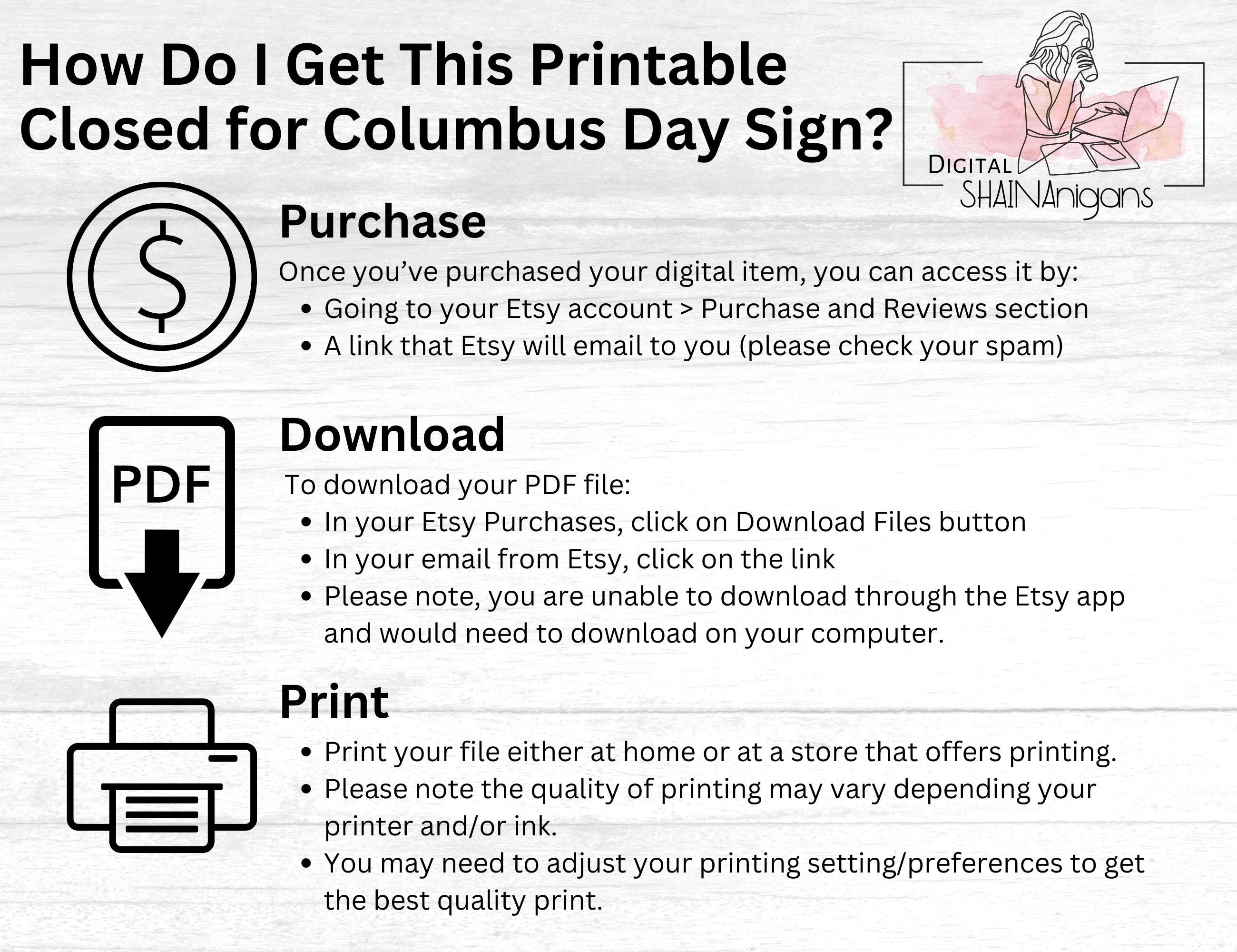 Closed for Columbus Day Sign, Closed on Columbus Day, Columbus Day Sign ...