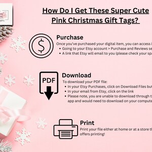 Cute Pink Christmas Gift Tags, Christmas Printable Tags, Merry ...