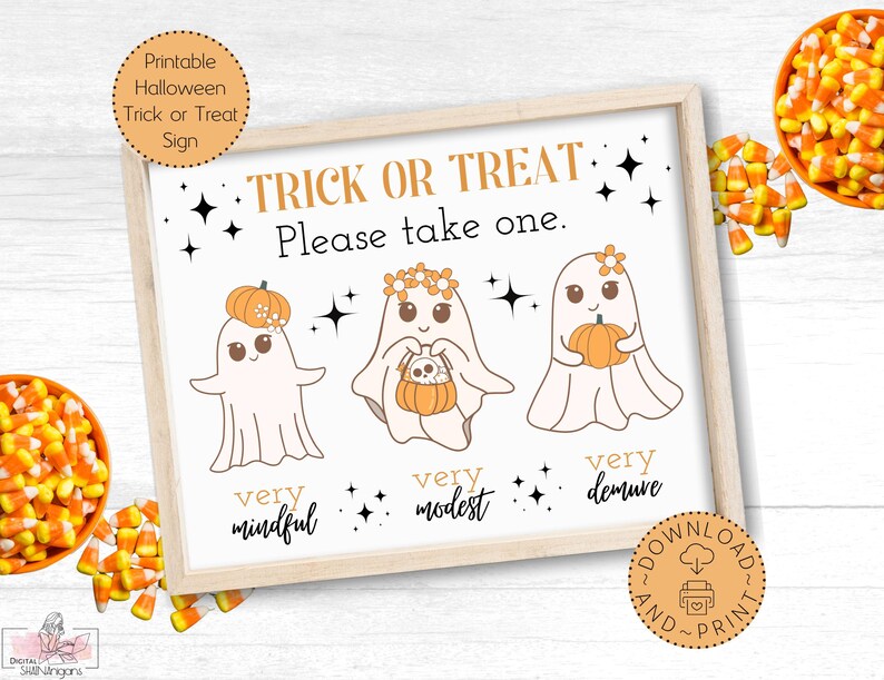 Very Demure Halloween Trick or Treat Sign, Halloween Printable Sign ...