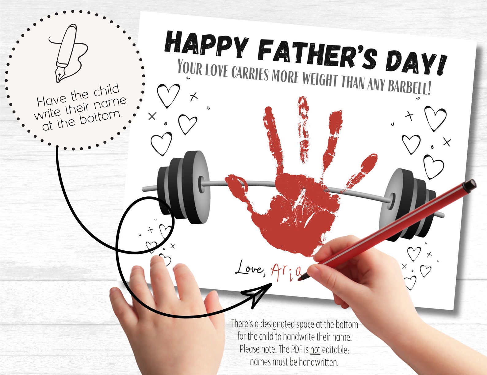 Father’s Day Handprint Craft for Gym & Fitness Dads, Gym Dad Fitness ...