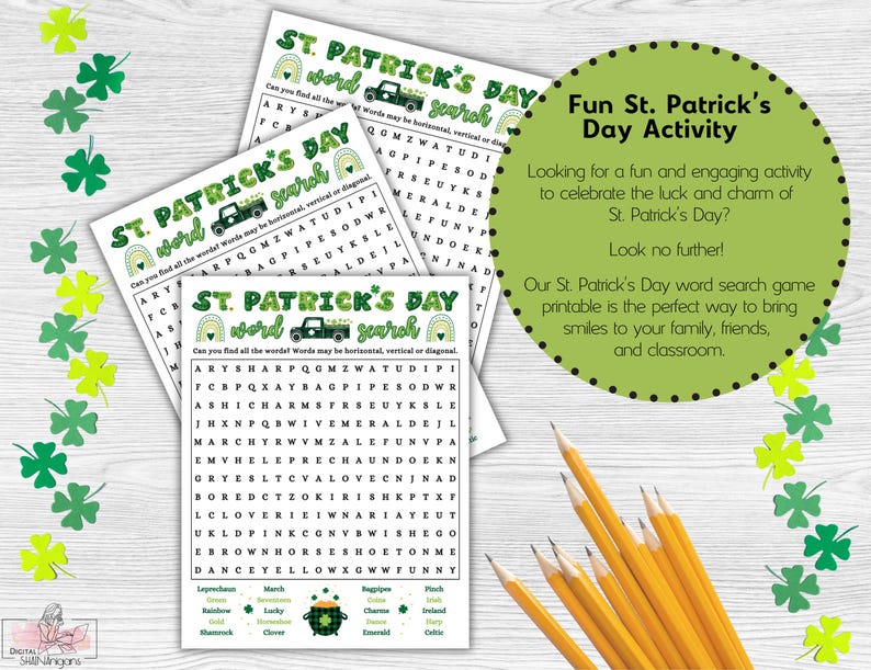 St. Patrick's Day Word Search: Fun Party Game (printable PDF) - Etsy