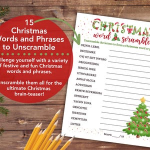 Christmas Word Scramble Game Printable, Christmas Party Game, Word ...