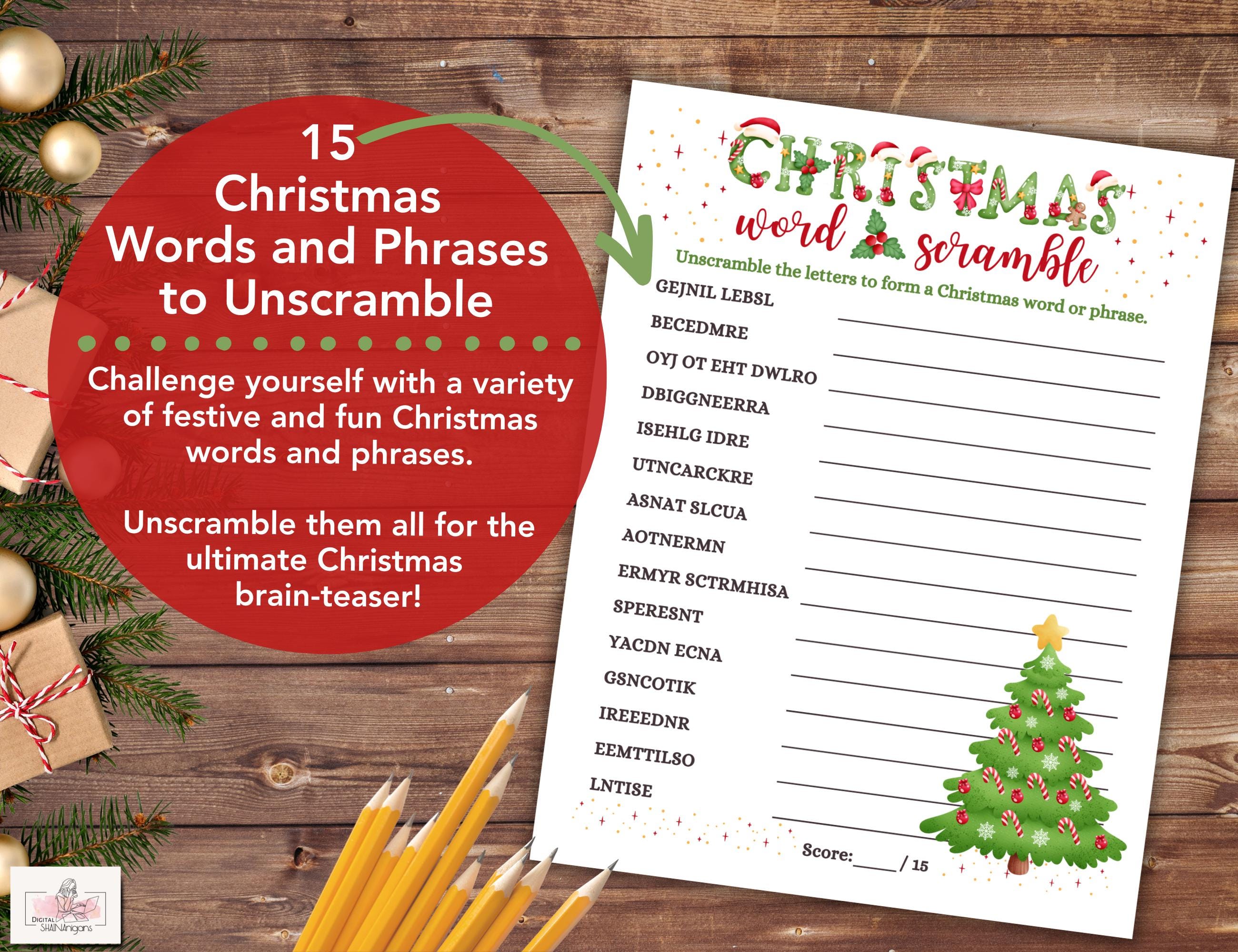 Christmas Word Scramble Game Printable, Christmas Party Game, Word ...