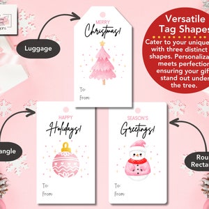 Cute Pink Christmas Gift Tags, Christmas Printable Tags, Merry ...