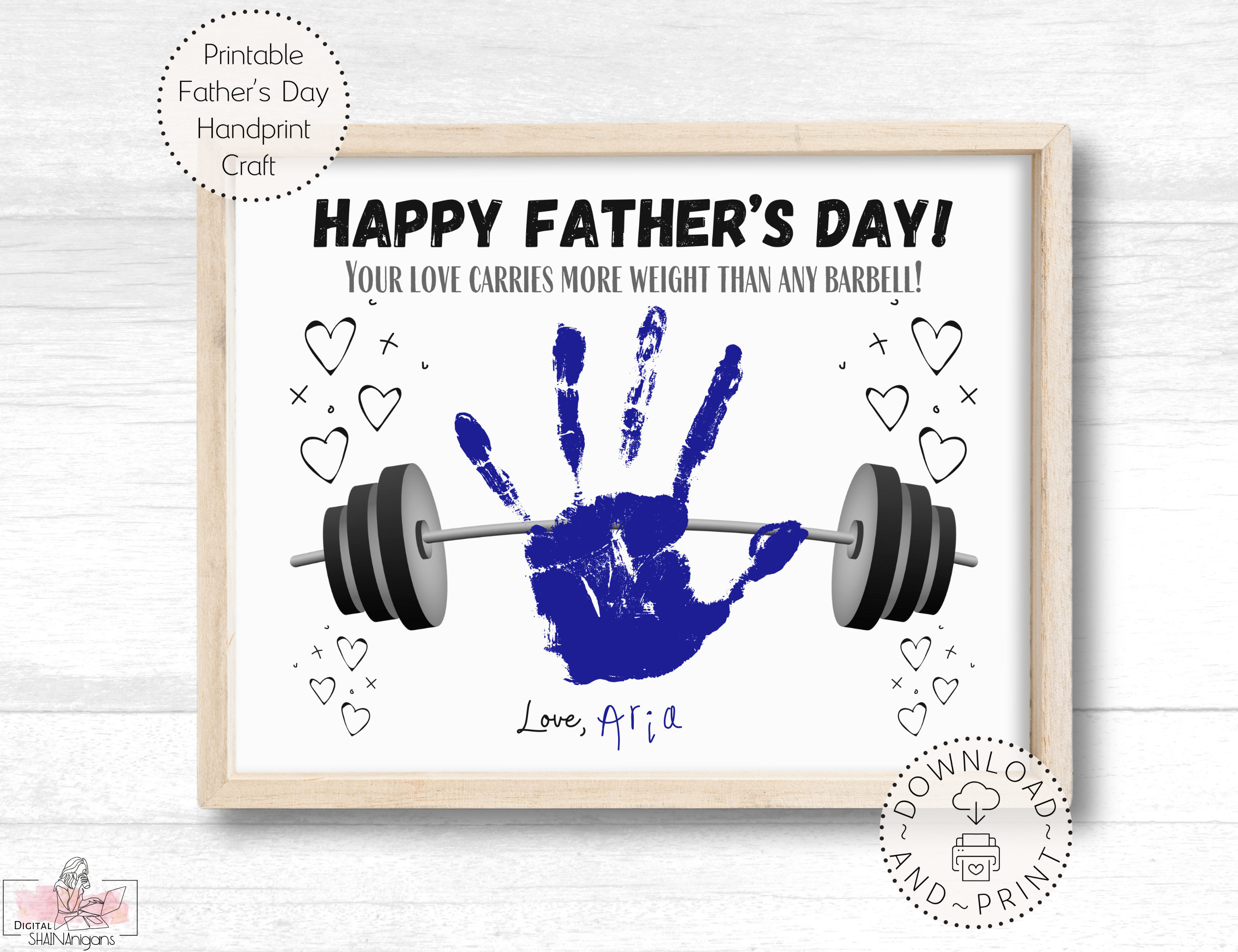 Father’s Day Handprint Craft for Gym & Fitness Dads, Gym Dad Fitness ...