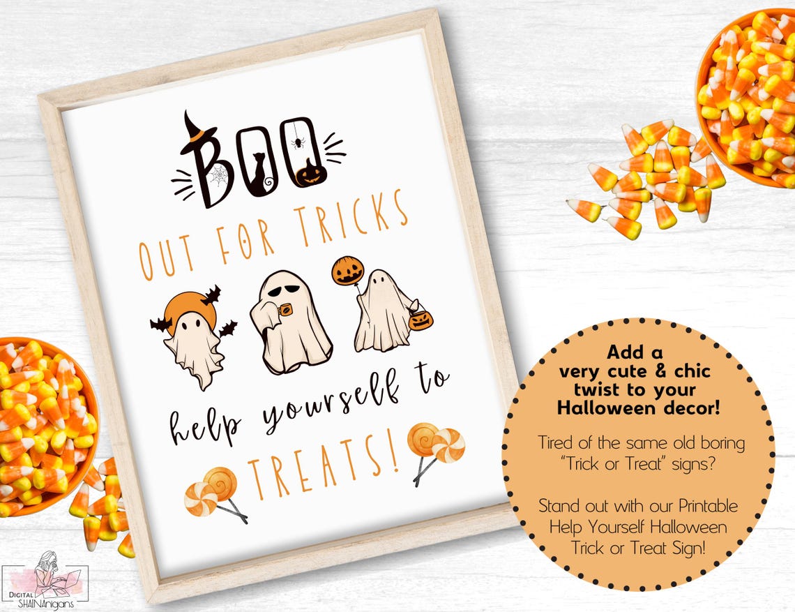 Trick or Treat Help Yourself to Candy Halloween Printable Sign, 4 Sizes ...