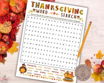 Thanksgiving Word Search - Etsy
