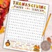 Thanksgiving Word Search Game Printable, Thanksgiving Party Game, Word ...