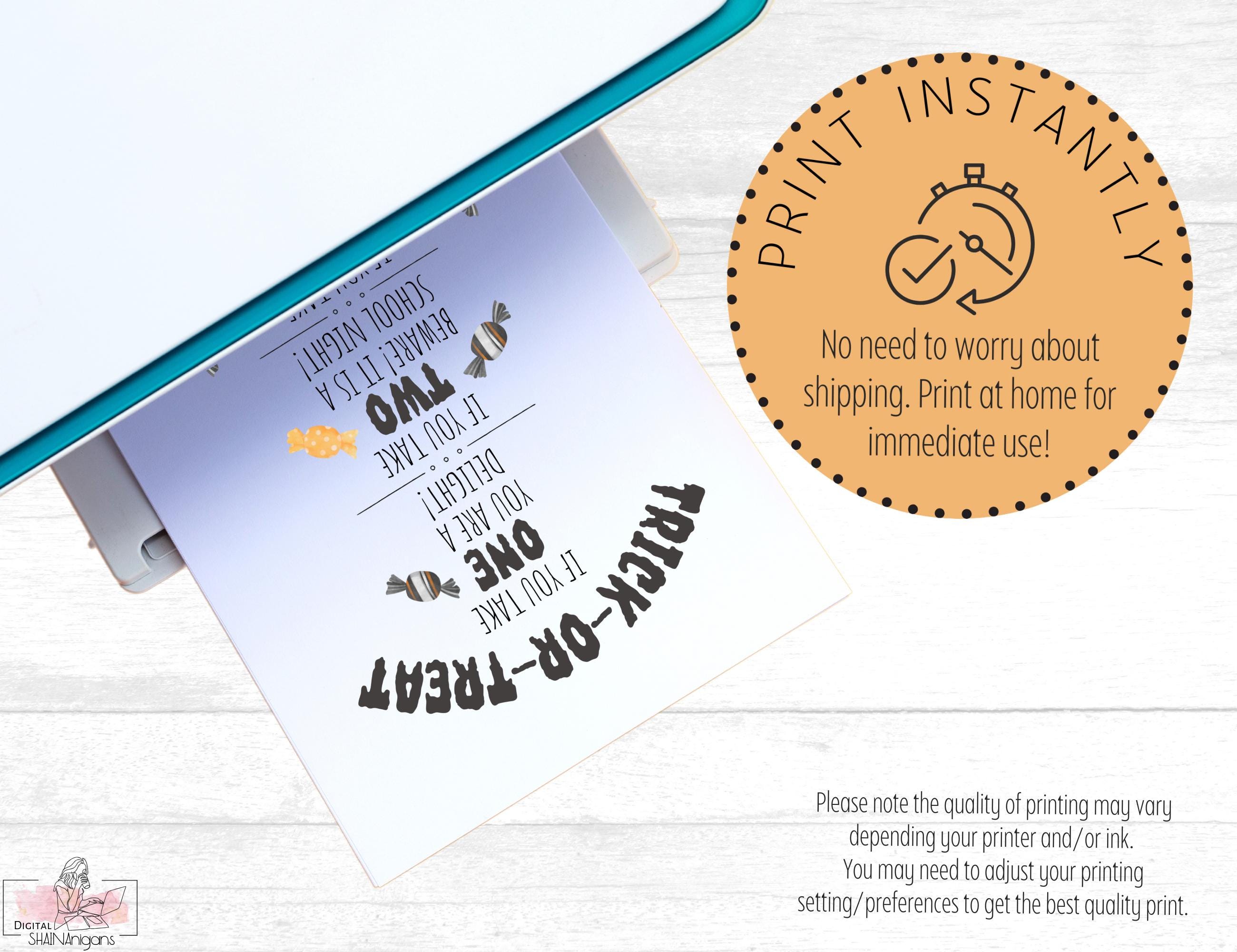 Halloween Printable Trick or Treat Candy Sign, Take One, Take Two, Take ...