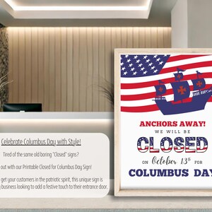 Closed for Columbus Day Sign, Closed on Columbus Day, Columbus Day Sign ...