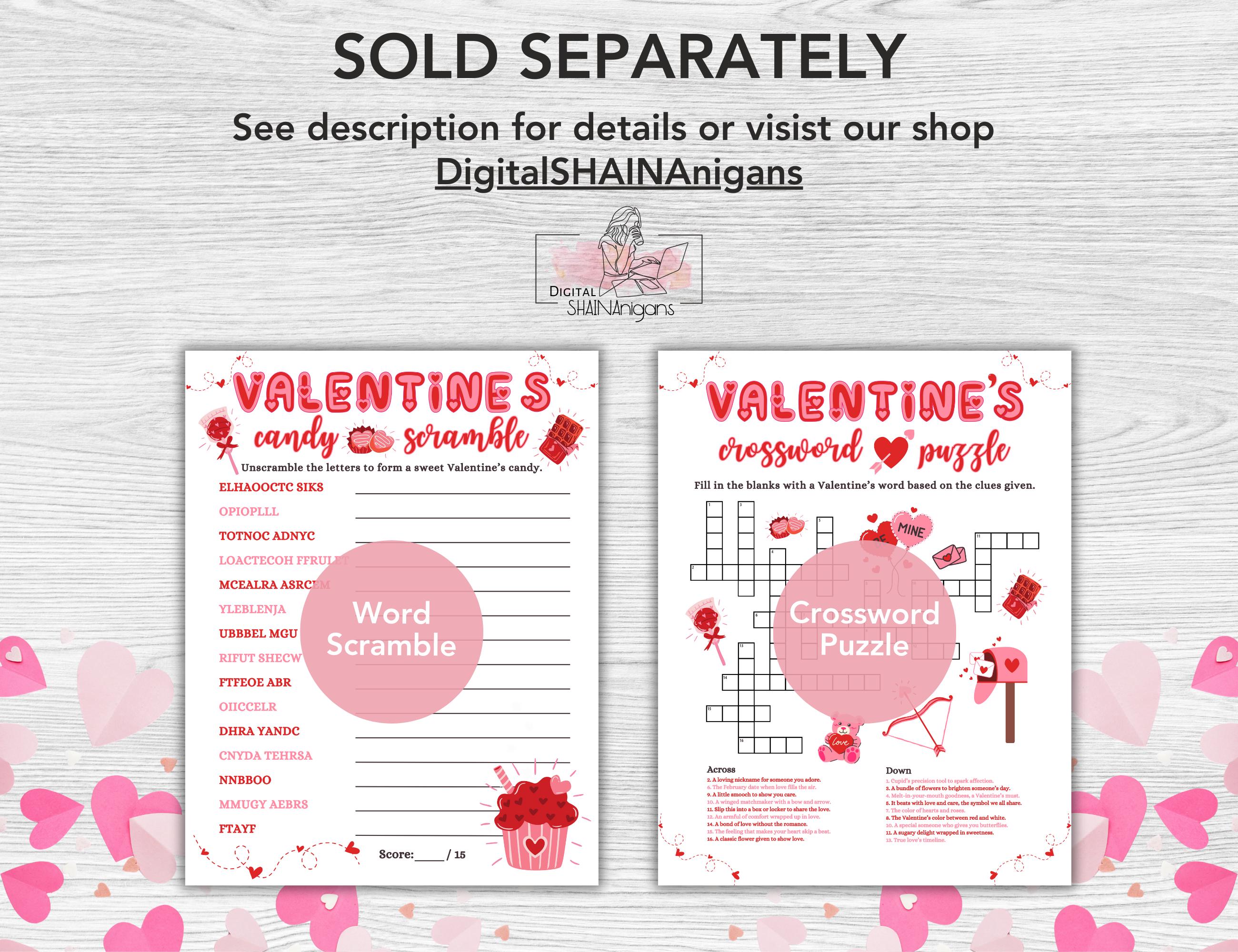 Valentine's Word Search Game Printable, Valentine's Day Party Game ...