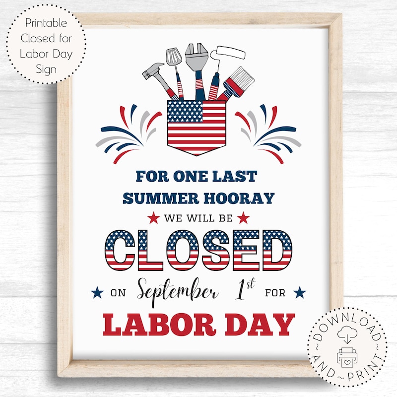 Closed for Labor Day Sign - Etsy