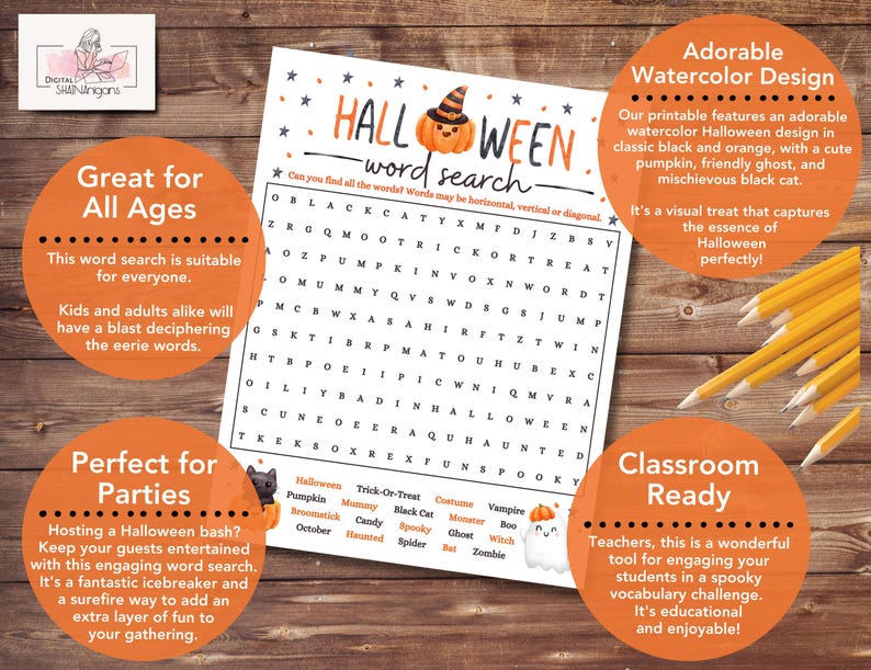 Halloween Word Search Game Printable for Kids and Adults, Halloween ...