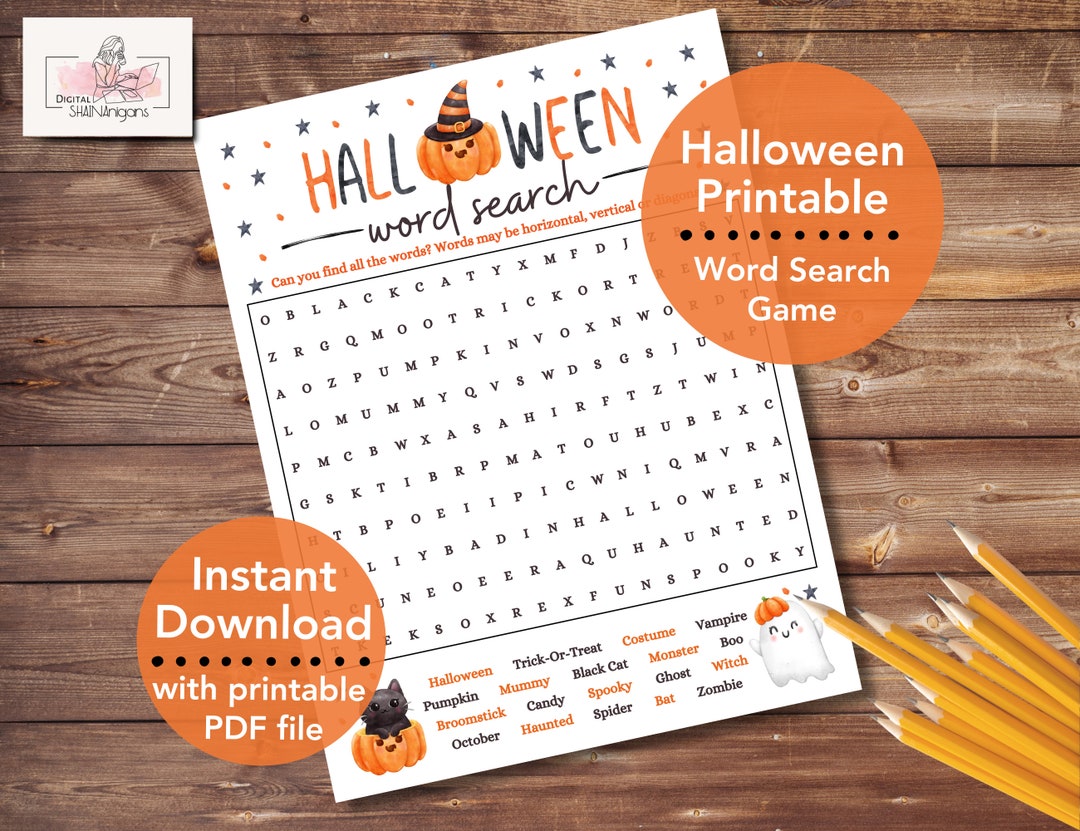 Halloween Word Search Game Printable for Kids and Adults, Halloween ...