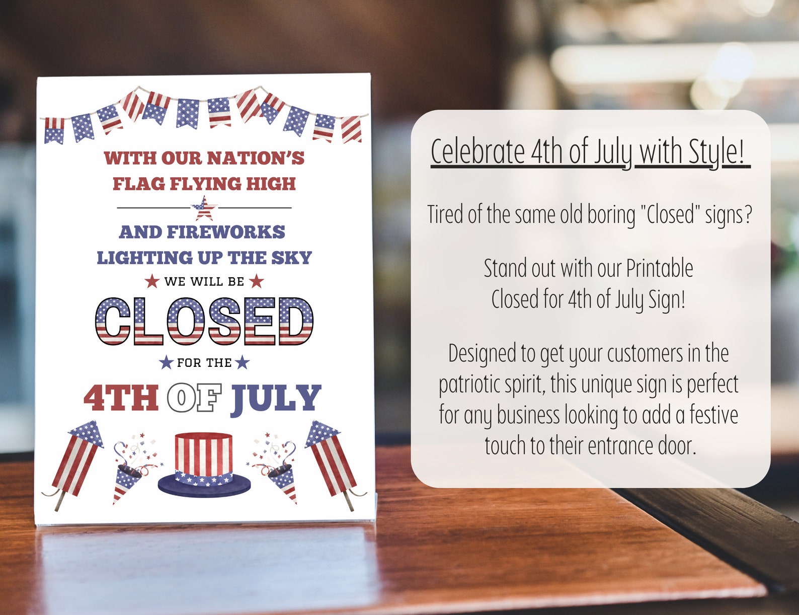 Printable Closed for 4th of July Sign, Closed on July 4th, Closed for ...