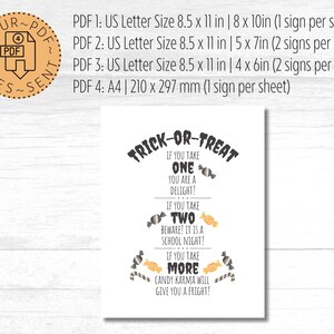 Halloween Printable Trick or Treat Candy Sign, Take One, Take Two, Take ...