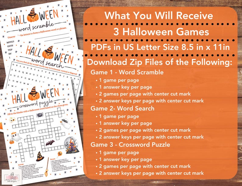 Halloween 3 Game Bundle, Printable Halloween Games, Halloween Word ...