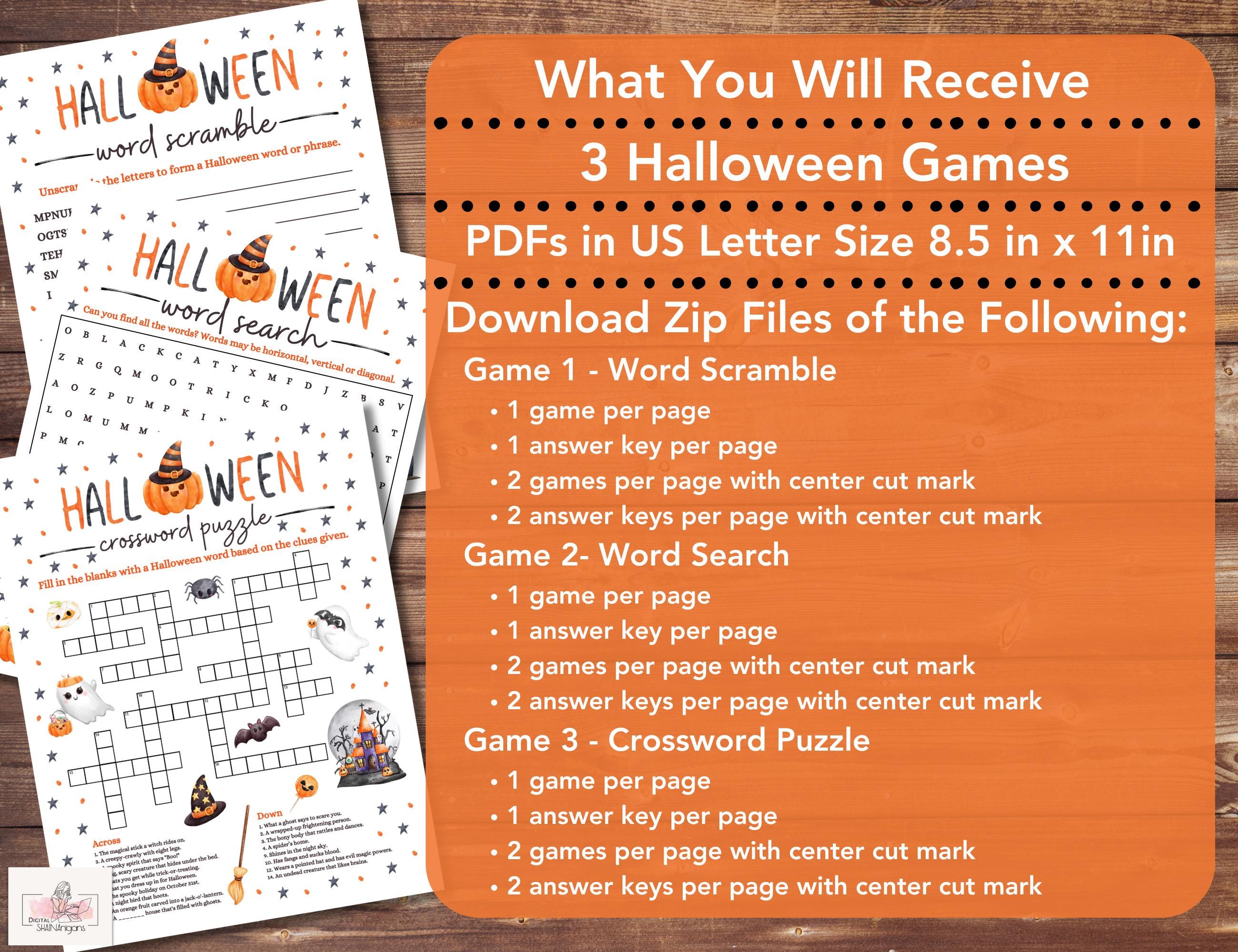 Halloween 3 Game Bundle, Printable Halloween Games, Halloween Word ...