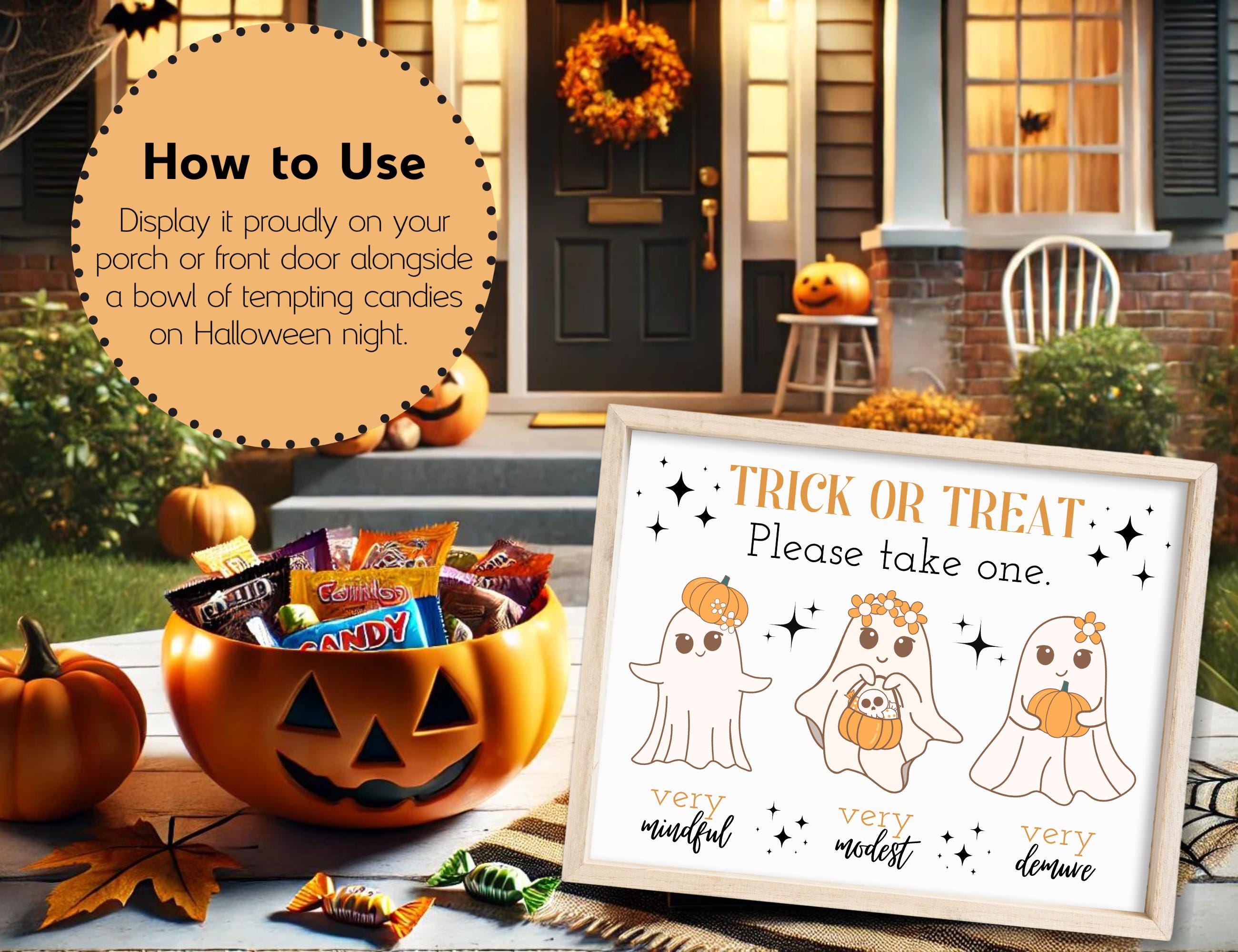 Very Demure Halloween Trick or Treat Sign, Halloween Printable Sign ...