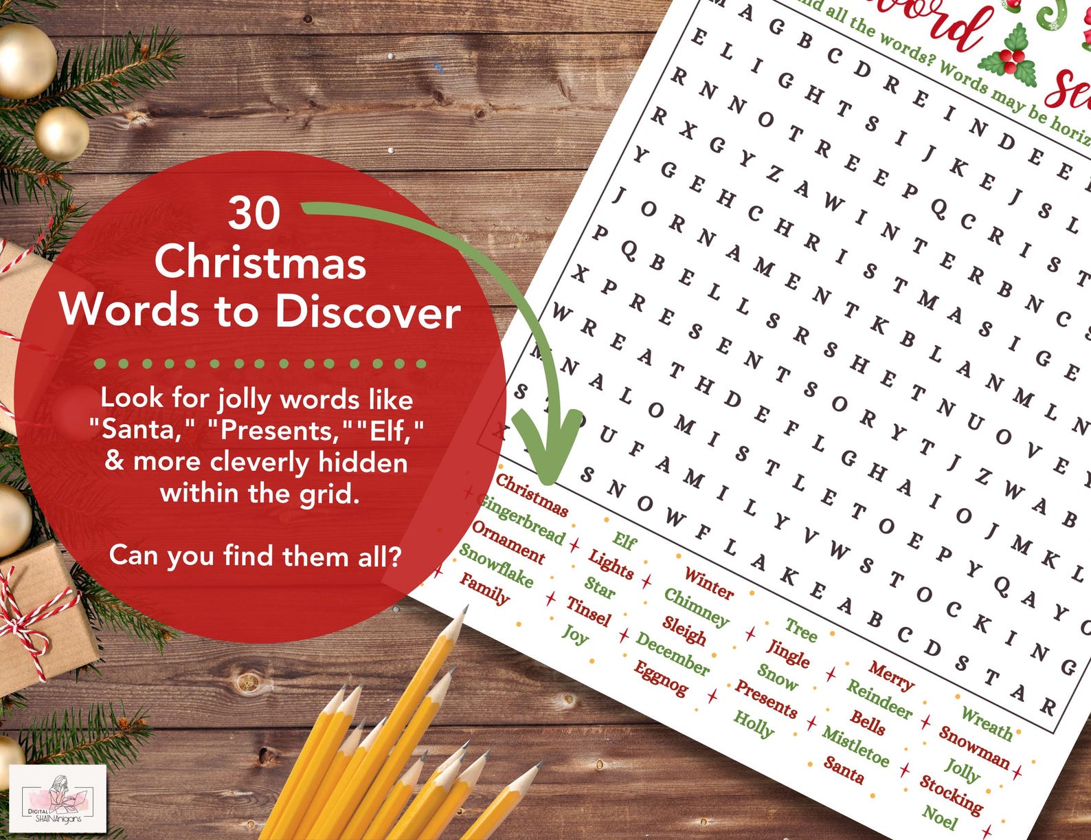 Christmas Word Search Game Printable, Christmas Party Game, Word Search ...