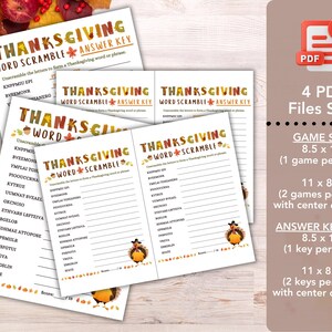 Thanksgiving Word Scramble Game Printable, Thanksgiving Party Game ...