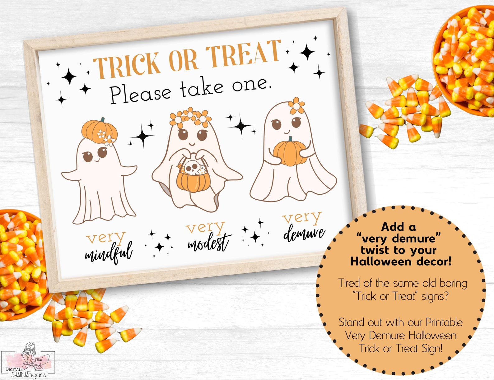 Very Demure Halloween Trick or Treat Sign, Halloween Printable Sign ...