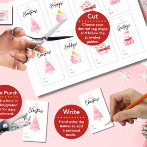 Cute Pink Christmas Gift Tags, Christmas Printable Tags, Merry ...