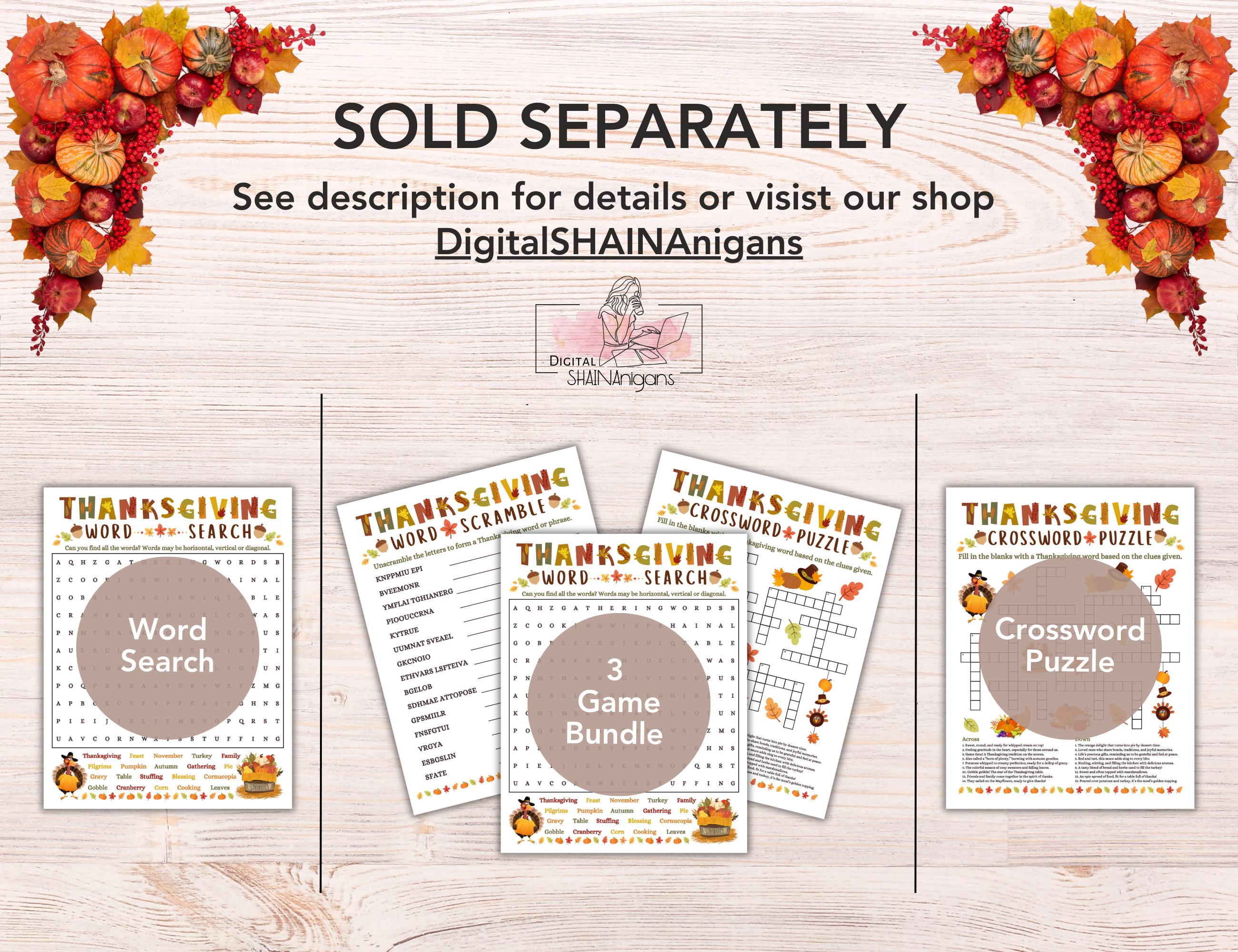 Thanksgiving Word Scramble Game Printable, Thanksgiving Party Game ...