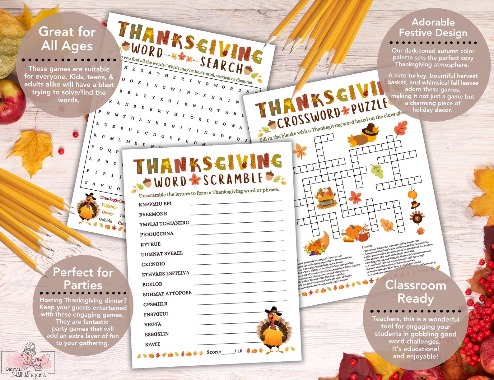 Thanksgiving 3 Game Bundle, Printable Thanksgiving Game, Thanksgiving ...