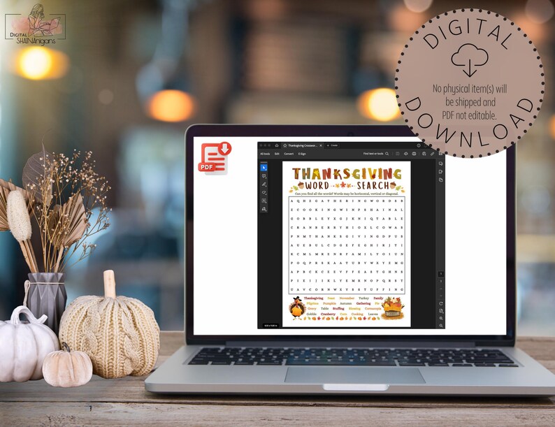 Thanksgiving Word Search Game Printable, Thanksgiving Party Game, Word ...