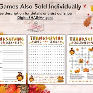 Thanksgiving 3 Game Bundle, Printable Thanksgiving Game, Thanksgiving ...