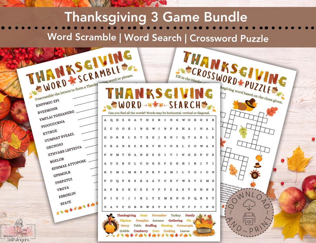 Thanksgiving 3 Game Bundle, Printable Thanksgiving Game, Thanksgiving ...