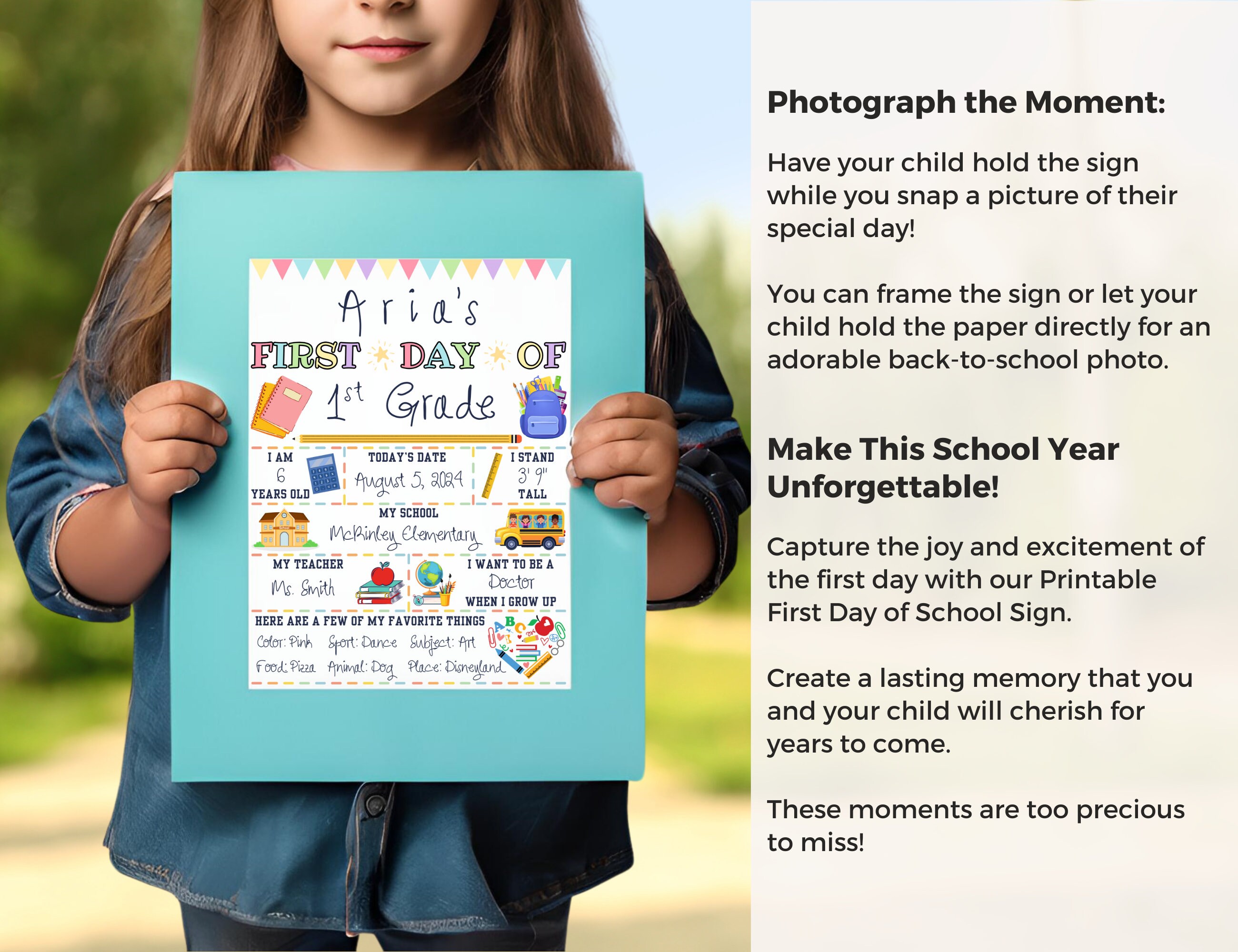 Printable First Day of School Sign, Back to School Printable, School ...