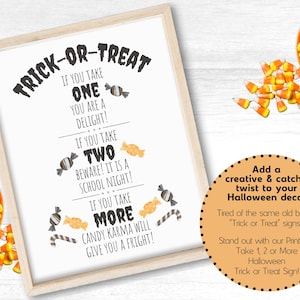 Halloween Printable Trick or Treat Candy Sign, Take One, Take Two, Take ...