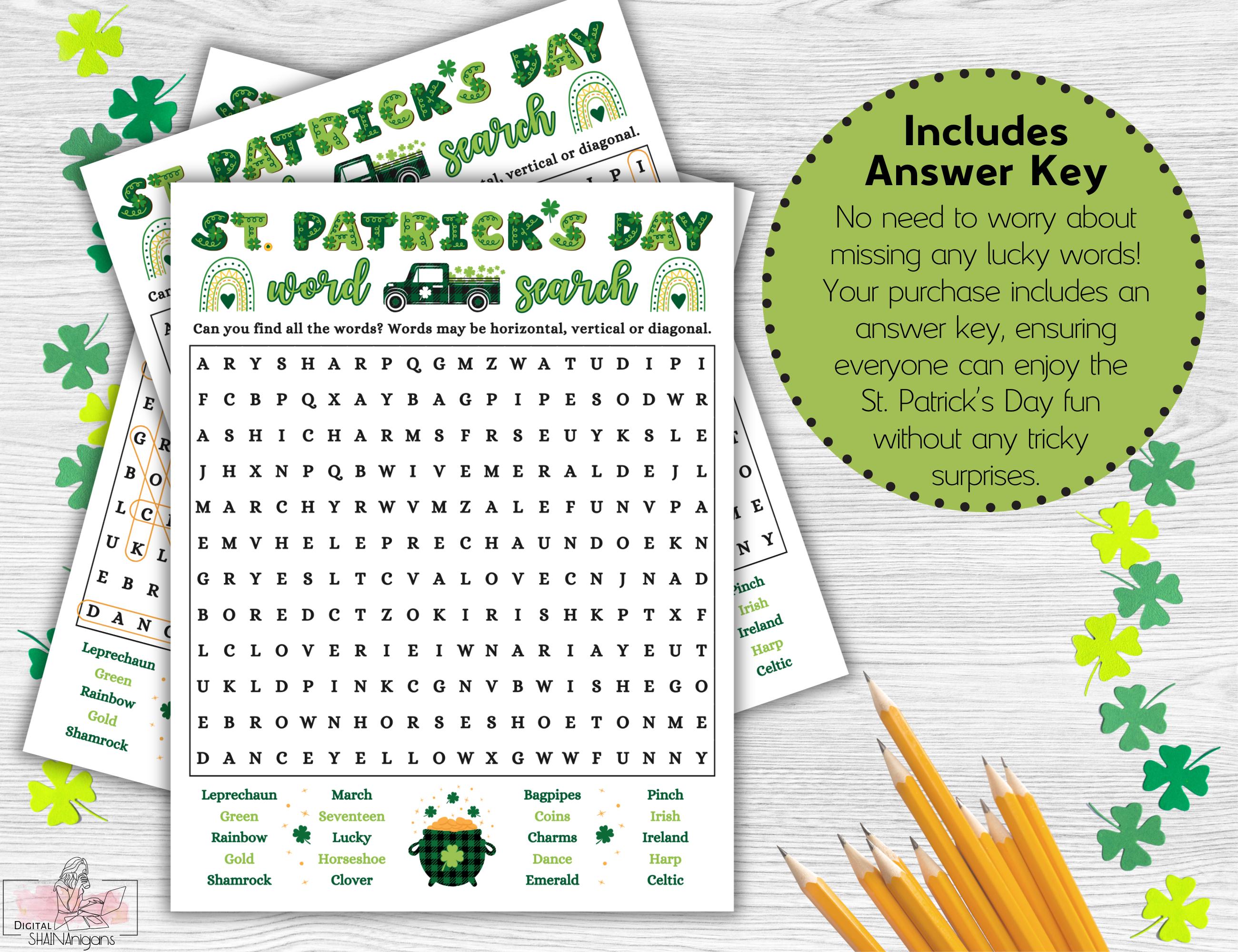 St. Patrick's Day Word Search: Fun Party Game (printable PDF) - Etsy