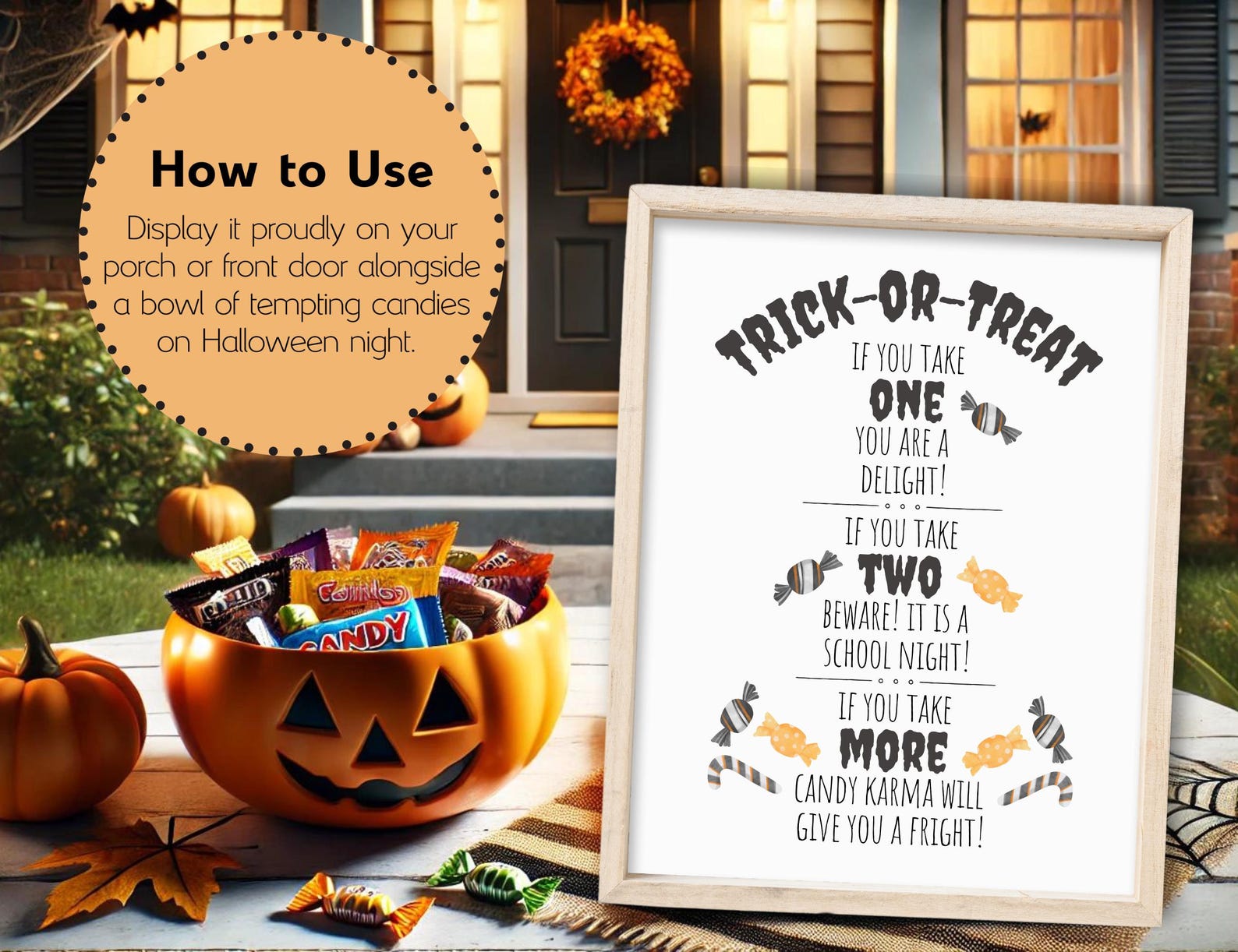 Halloween Printable Trick or Treat Candy Sign, Take One, Take Two, Take ...