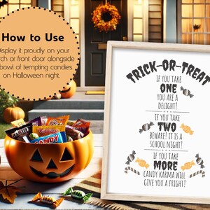Halloween Printable Trick or Treat Candy Sign, Take One, Take Two, Take ...