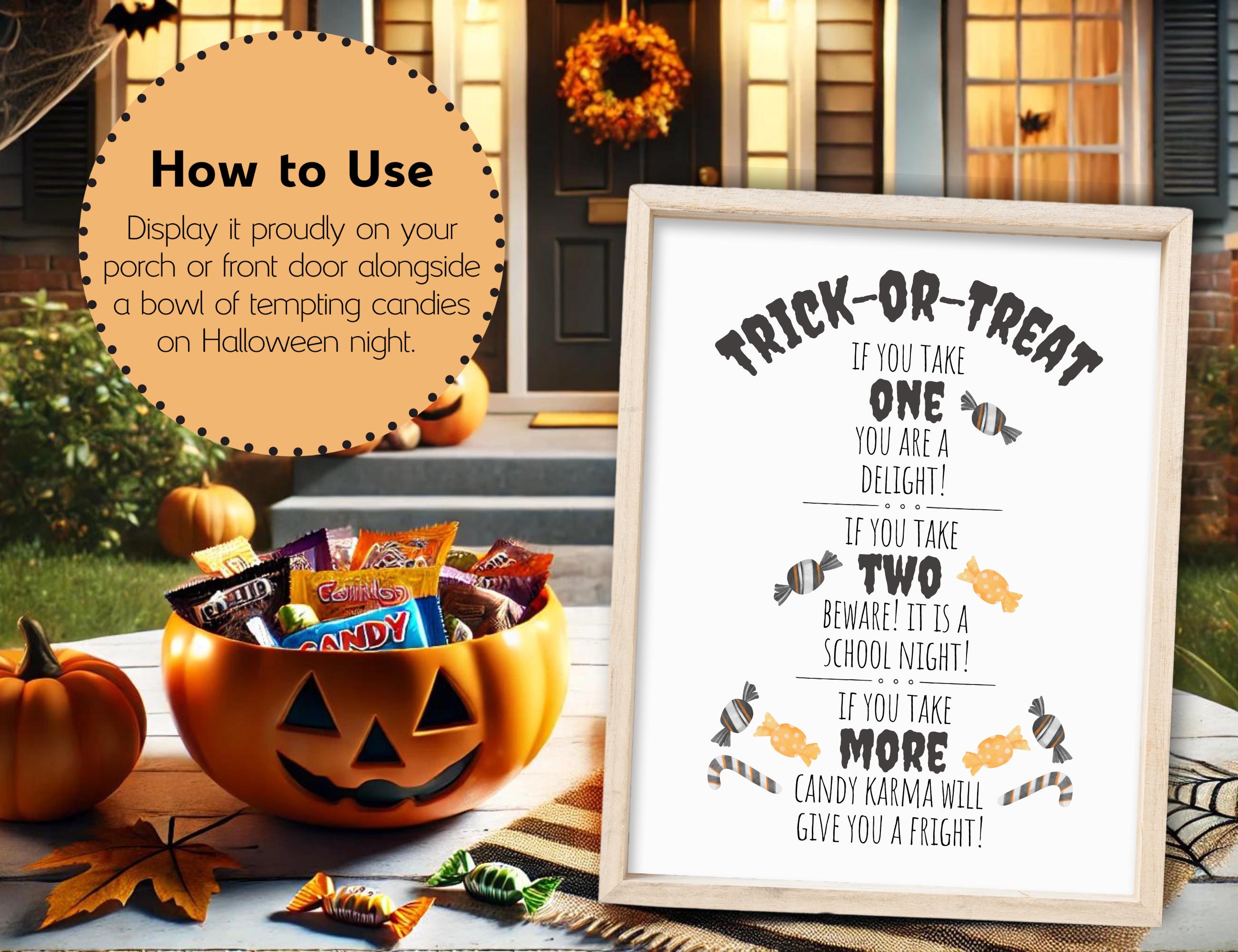 Halloween Printable Trick or Treat Candy Sign, Take One, Take Two, Take ...