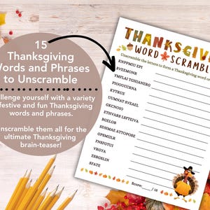 Thanksgiving Word Scramble Game Printable, Thanksgiving Party Game ...