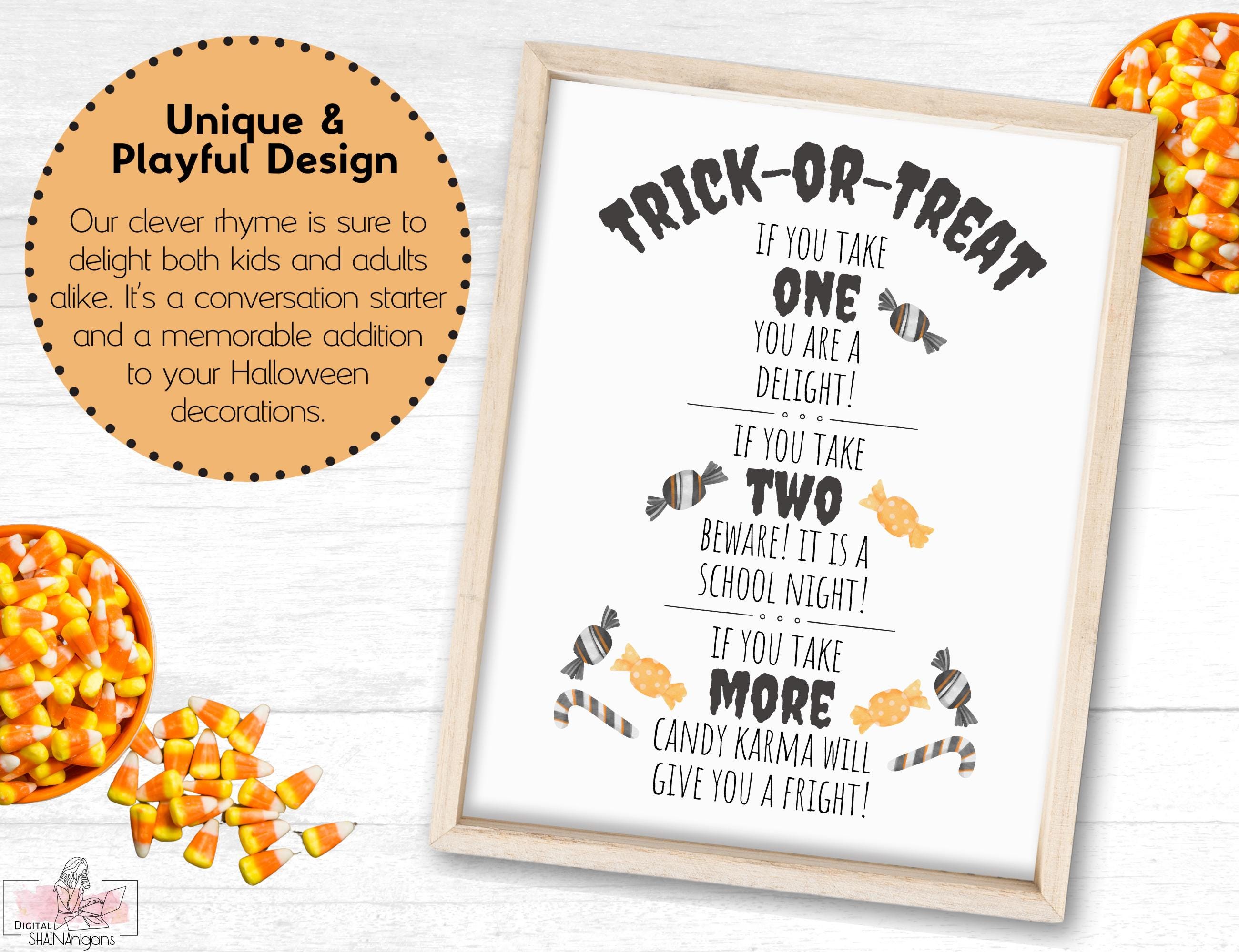 Halloween Printable Trick or Treat Candy Sign, Take One, Take Two, Take ...