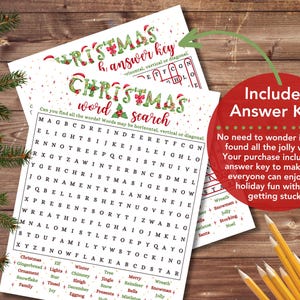 Christmas Word Search Game Printable, Christmas Party Game, Word Search ...