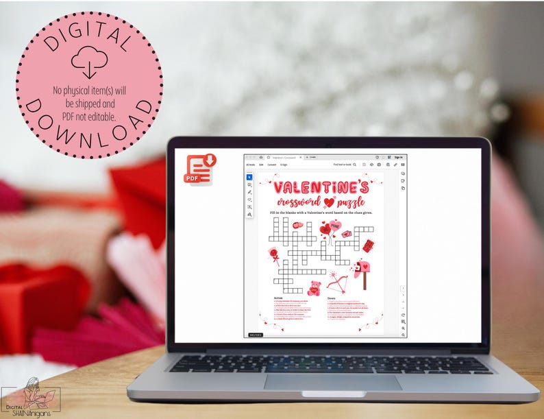 Valentine's Crossword Puzzle Game Printable for Kids and Adults ...