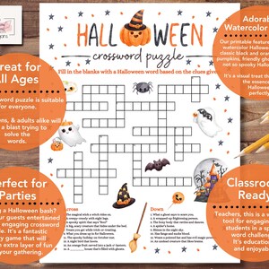 Halloween Crossword Puzzle Game Printable for Kids and Adults ...