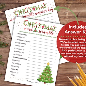 Christmas Word Scramble Game Printable, Christmas Party Game, Word ...