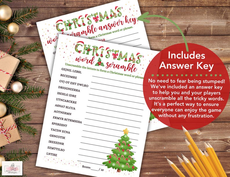 Christmas Word Scramble Game Printable, Christmas Party Game, Word ...