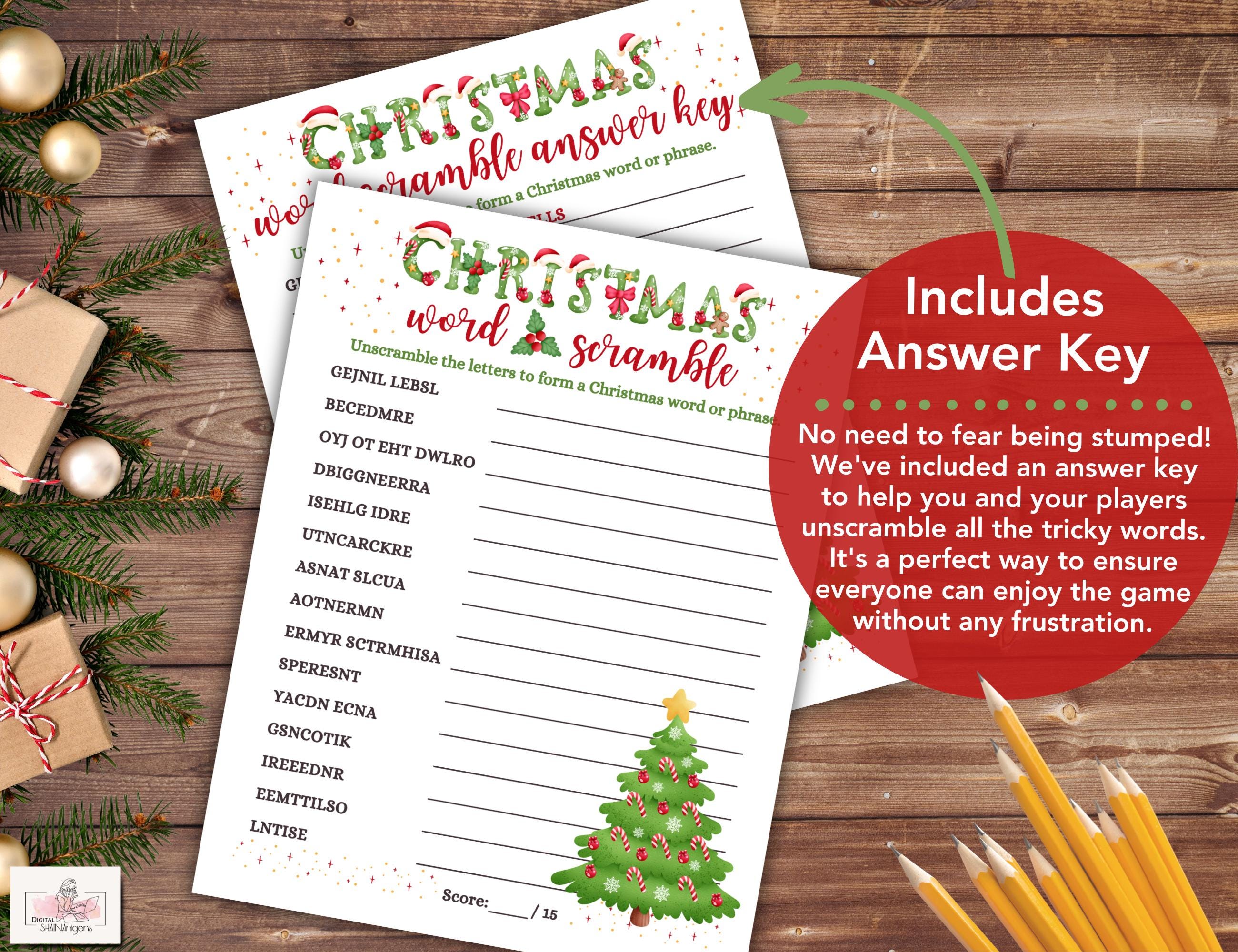 Christmas Word Scramble Game Printable, Christmas Party Game, Word ...