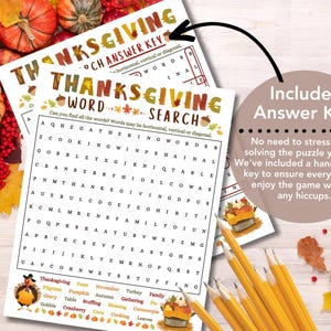 Thanksgiving Word Search Game Printable, Thanksgiving Party Game, Word ...