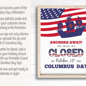 Closed for Columbus Day Sign, Closed on Columbus Day, Columbus Day Sign ...