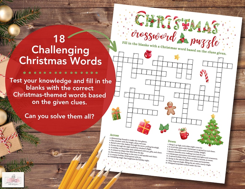 Christmas Crossword Puzzle Game Printable for Kids and Adults ...