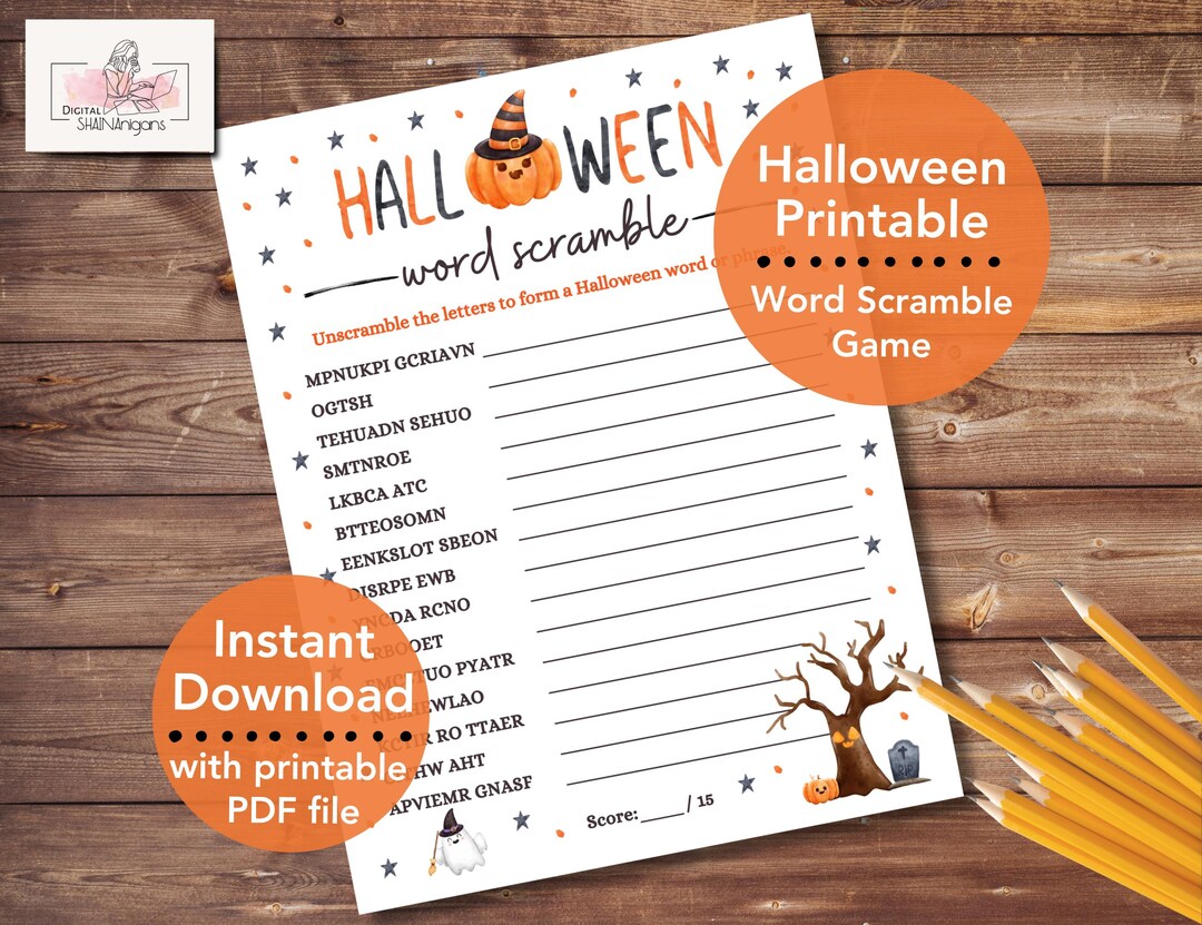 Halloween Word Scramble Game Printable, Halloween Party Game for Kids ...